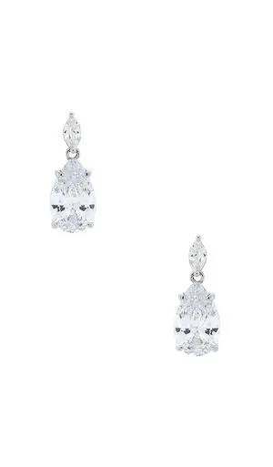 ADINA EDEN Fancy Cz Marquise X Pear Dangle Stud Earring In Metallic