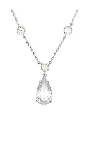 ADINA EDEN Fancy Pear Drop Bezel Chain Necklace In Metallic