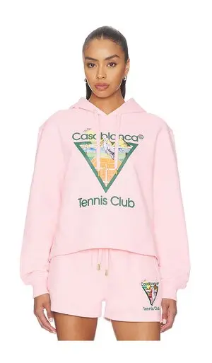 Casablanca Tennis Club Cropped Hoodie - Pink Loopback