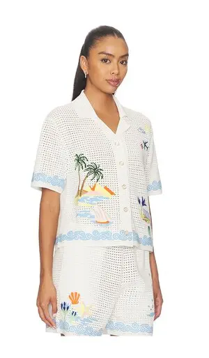 Casablanca Crochet Beach Shirt In White