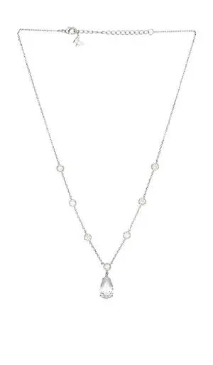 ADINA EDEN Pear Drop Bezel Chain Necklace - Metallic Silver
