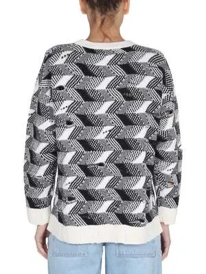Missoni Jacquard Knit Sweater With Distressed Details