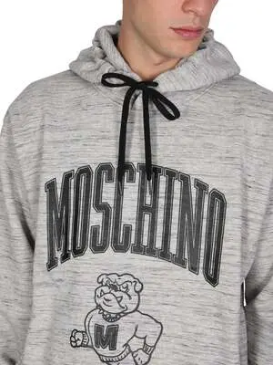 Moschino Drawstring Hooded Sweatshirt With Logo Print - Gray