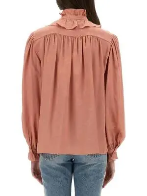 Chloé Fluid Silk Jacquard Blouse - Pink