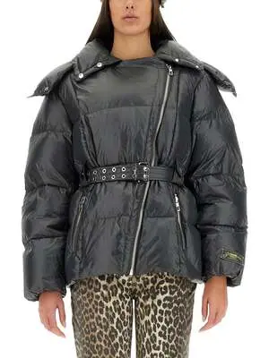 GANNI Recycled Nylon Belted Puffer Jacket - Black