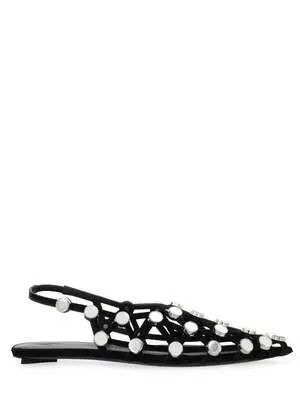Attico THE ATTICO Dancer Grid Embellished Flat Sandals Black