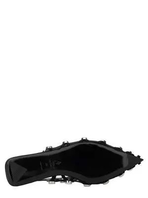 Attico Dancer Grid Embellished Flat Sandals - Black