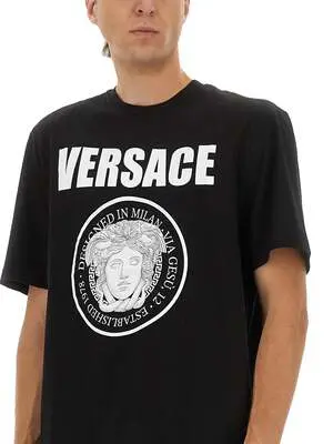 Versace T-shirt With Logo - Black