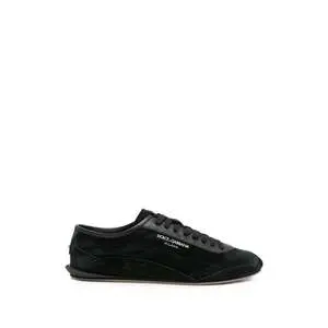 Dolce & Gabbana Velvet And Leather Low-top Sneakers - Black