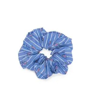 Etro Hair Scrunchie With Striped Floral Print - Blue