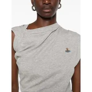 VIVIENNE WESTWOOD Grey Jersey Orb Embroidery Top - Gray