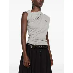 VIVIENNE WESTWOOD Grey Jersey Orb Embroidery Top - Gray