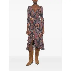 Etro Paisley Print Ruffled Wrap Dress