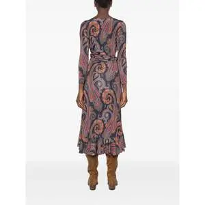 Etro Paisley Print Ruffled Wrap Dress