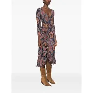 Etro Paisley Print Ruffled Wrap Dress