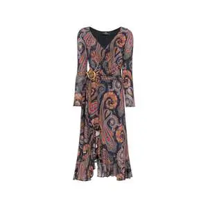 Etro Paisley Print Ruffled Wrap Dress - Blue