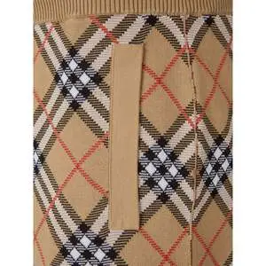 Burberry Check Pattern Diamond-knit Bermuda Shorts