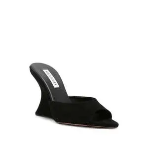 AQUAZZURA Open Toe Wedge Heel Slip-on - Black