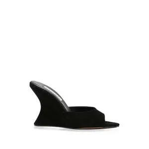 AQUAZZURA Open Toe Wedge Heel Slip-on - Black