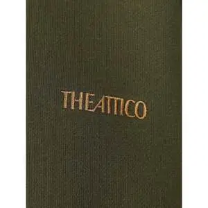 Attico High Neck Long Sleeve Sweatshirt With Embroidered Logo - Green
