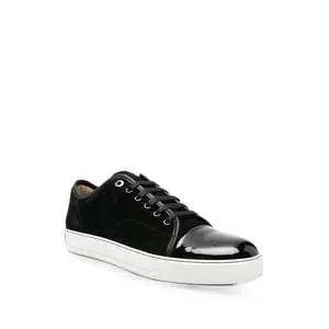 LANVIN Suede And Patent Leather Low-top Trainers - Black