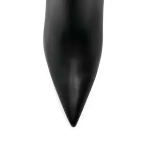 Attico Leather Pointed Toe Ankle Boots - Black