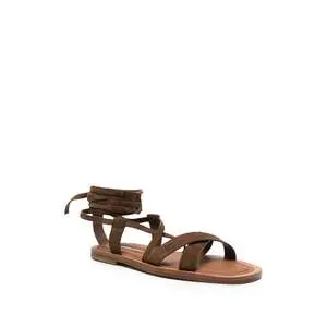 Miu Miu Flat Tie Fastening Sandals - Brown