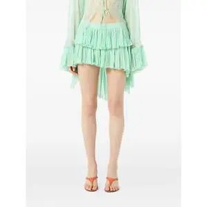 Blumarine Asymmetrical Tiered Pleated Skirt