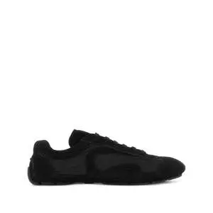 Prada Recycled Nylon And Calf Leather Lace-up Trainers