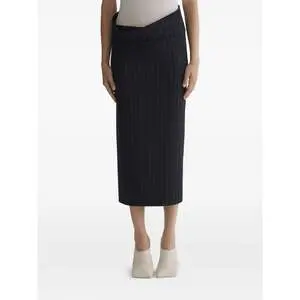 MUGLER Blue Pinstriped High-waisted Pencil Skirt - Black