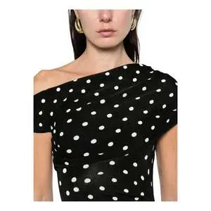 SELF-PORTRAIT Polka-dot One-shoulder Ruched Dress