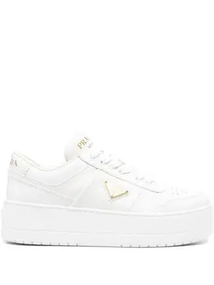 Prada Downtown Leather Platform Sneakers - White