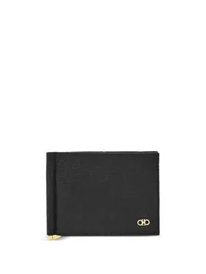 FERRAGAMO Bi-fold Gancio Money Clip Wallet - Black