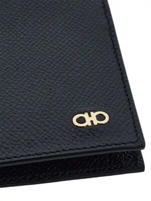 FERRAGAMO Bi-fold Gancio Money Clip Wallet - Black