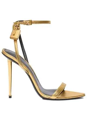 TOM FORD Metallic Padlock Pointy Naked Sandals - Silver
