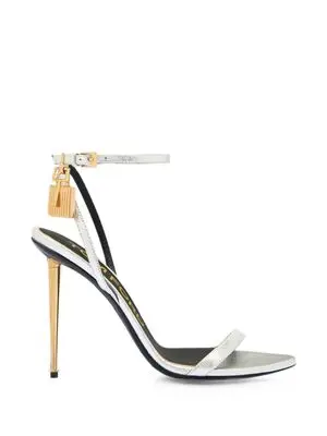 TOM FORD Metallic Padlock Pointy Naked Sandals - Silver