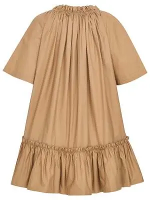 Saint Laurent Ruffled Cotton Dress - Brown