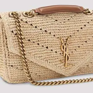 Saint Laurent Crochet Raffia Chain Bag
