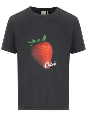 Chloé Printed Cotton T-shirt - Black