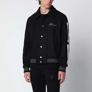 Amiri Wool Blend Jacket With Embroidered Bone Details - Black