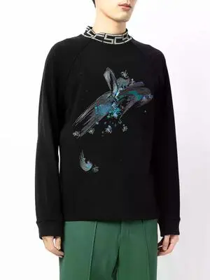 Shiatzy Chen Embroidered Mock Neck Long Sleeve Sweatshirt