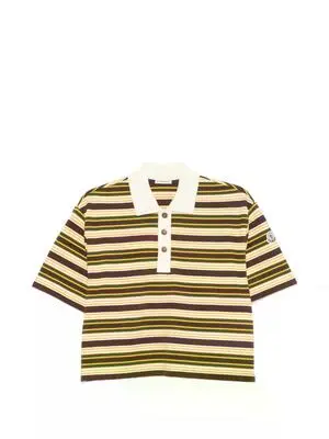 Moncler Short Sleeve Striped Polo Shirt - Brown