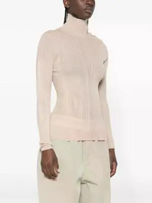 Moncler Ribbed-knit Button-fastening Sweater - Neutrals