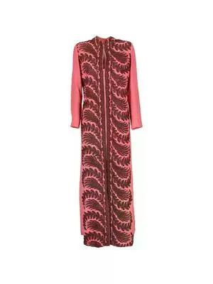 Vintage Embroidered Zip-up Maxi Dress