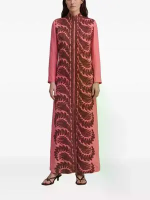 Vintage Embroidered Zip-up Maxi Dress