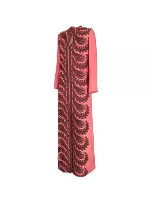 Vintage Embroidered Zip-up Maxi Dress
