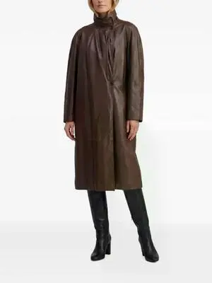 Vintage High-neck Leather Coat