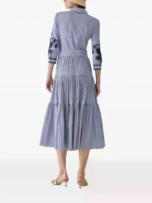 Carolina Herrera Striped Button-up Midi Dress With Embroidered Detailing