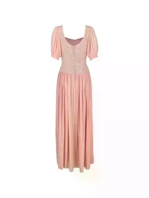 Vintage Sequin-embellished Puff-sleeve Dress