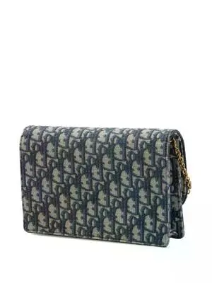 Dior Oblique Canvas Saddle Pouch Wallet On Chain Crossbody Bag - Blue
